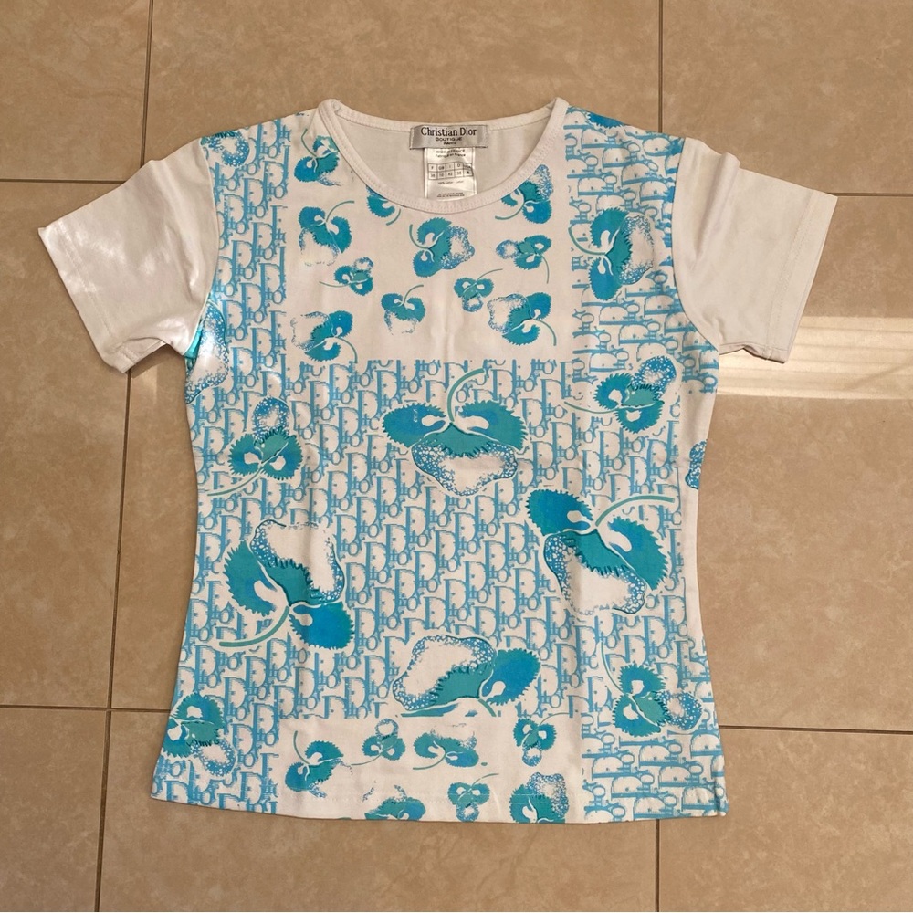 Christian Dior Blue Monogram Tshirt In Nearly Perfect… - Gem